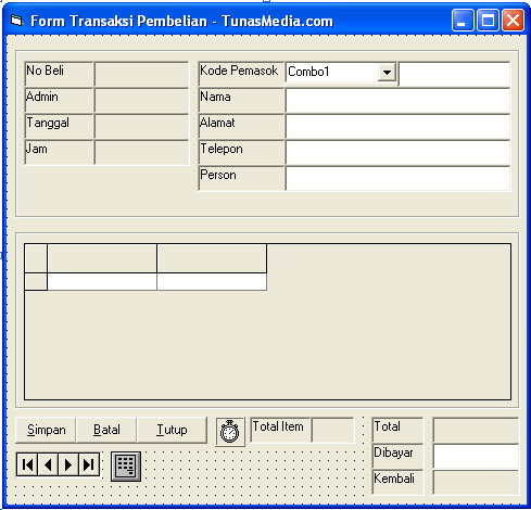 Membuat Form Transaksi Pembelian Pada VB 6.0 - Pintar VB | Tutorial ...