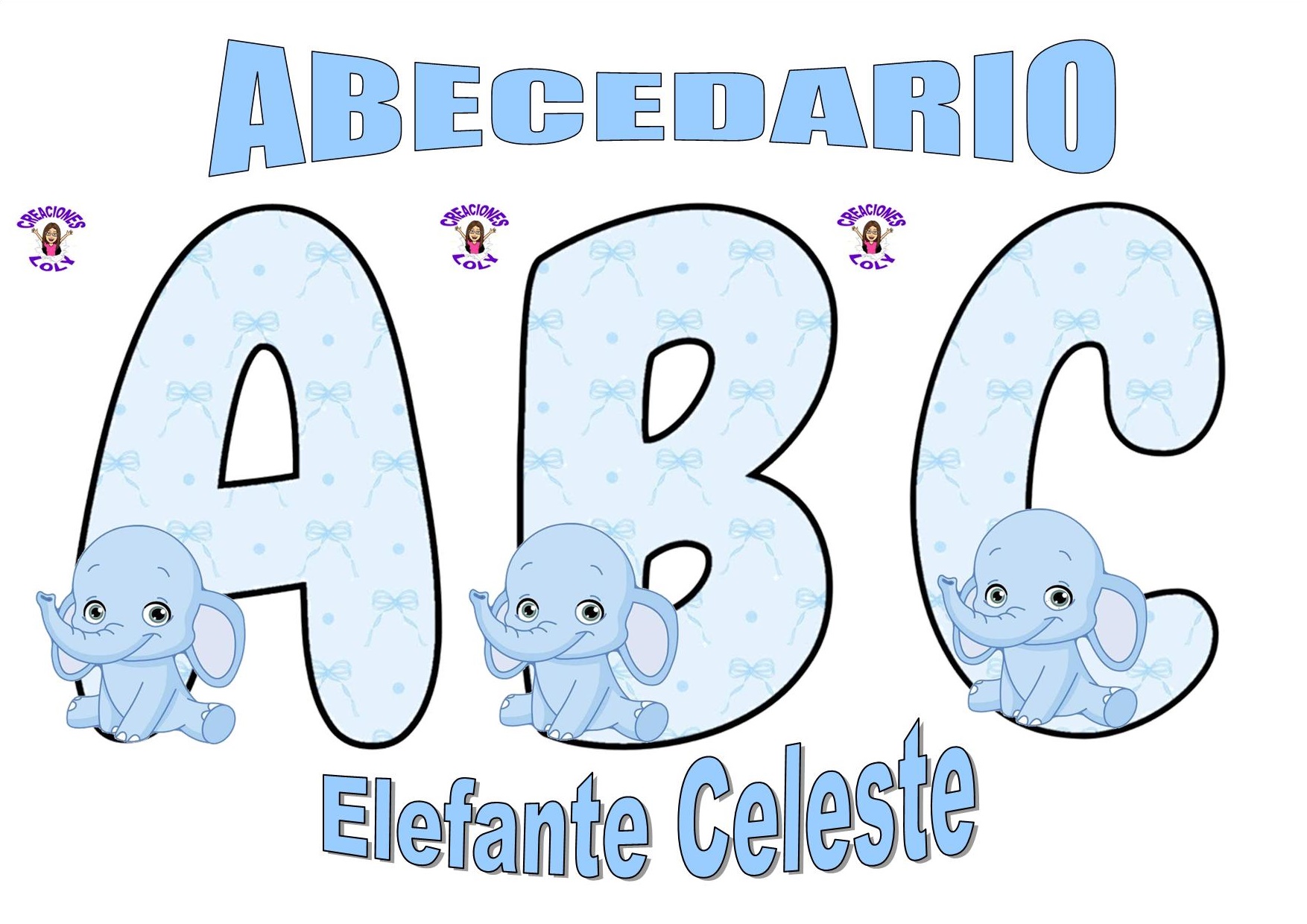 Creaciones Loly: Abecedario Elefante Celeste