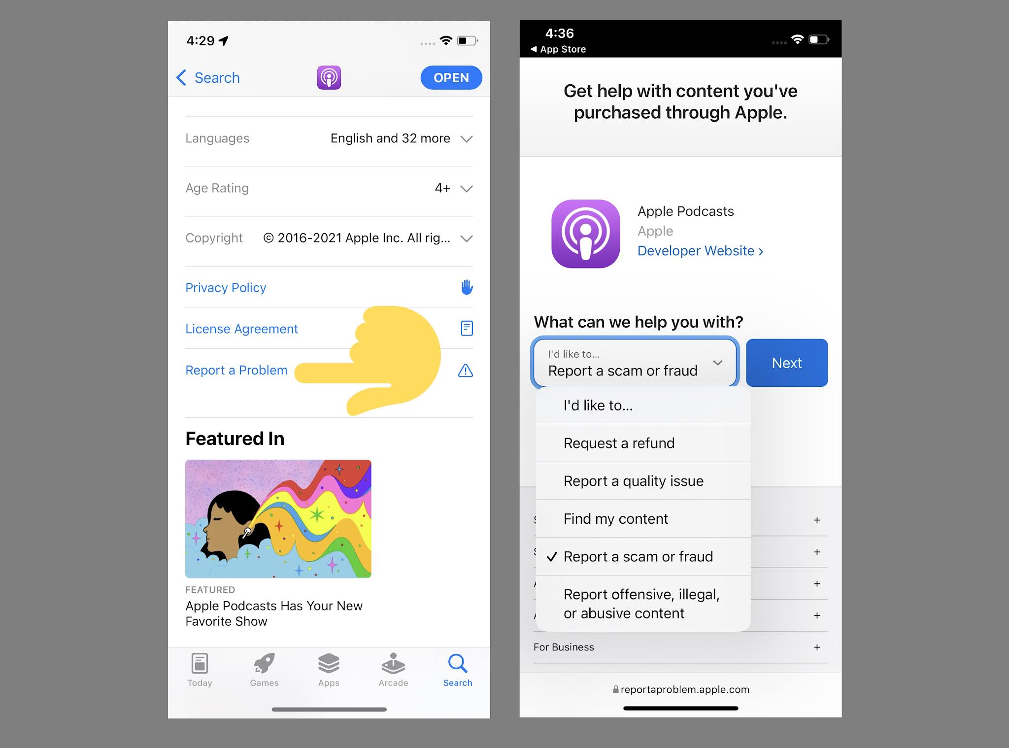 Apple brings back the ‘Report a Problem’ link in iOS 15 which it ...