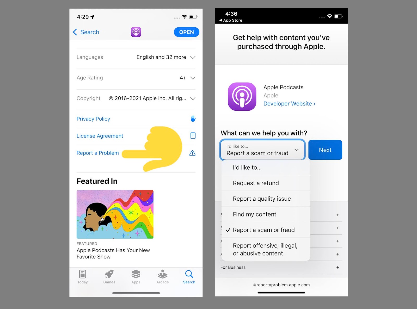 Apple brings back the ‘Report a Problem’ link in iOS 15 which it ...