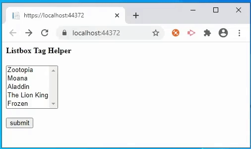 Pass The Selected Values Of The Listbox To Controller In
