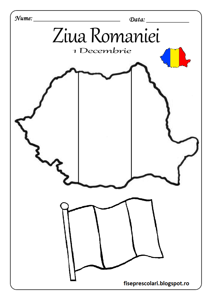 Drapelul Romaniei de colorat 1 Decembrie - Ziua Romaniei :: Fise de ...