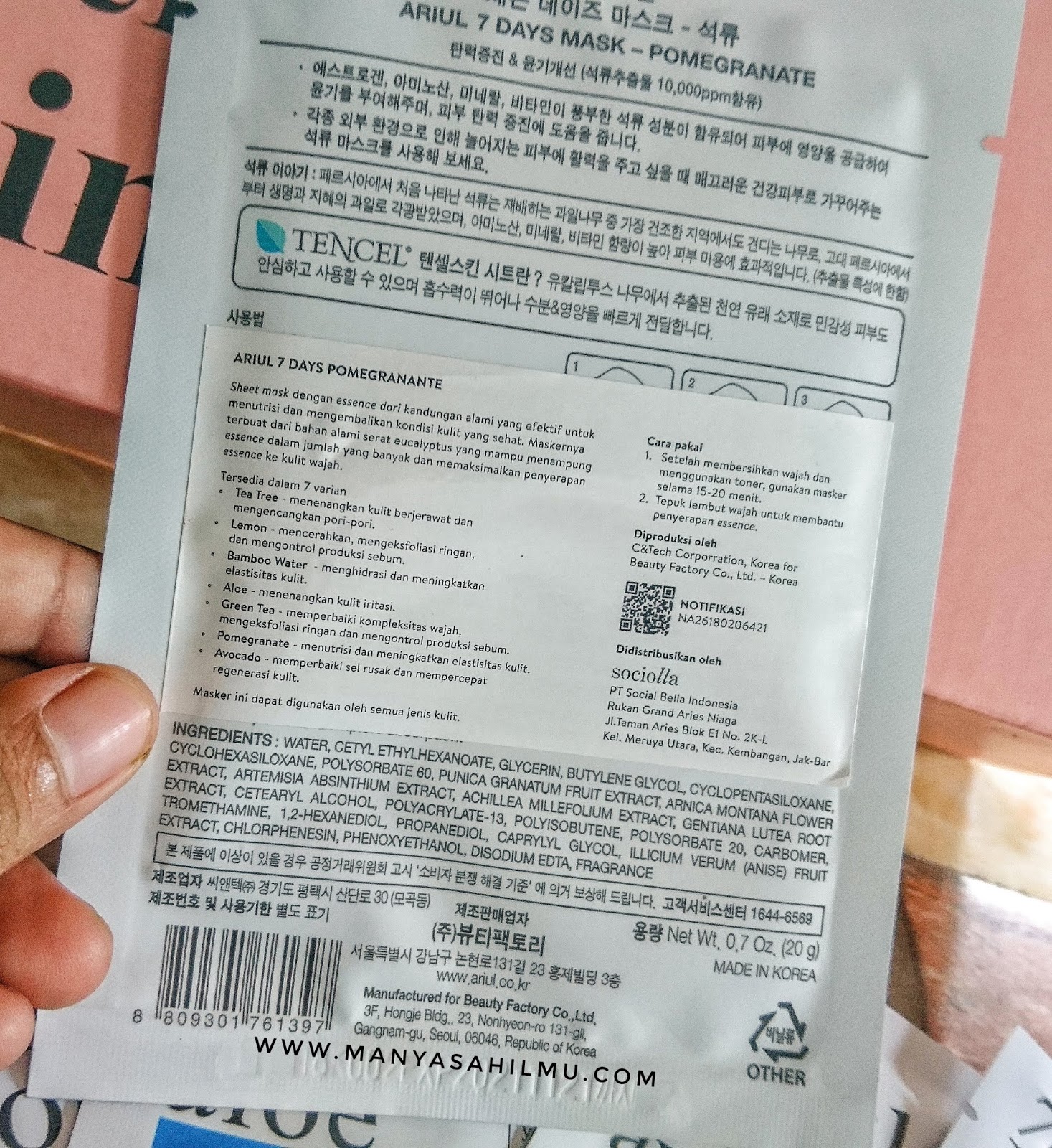 Ariul 7 Days Mask (review) - Manyasah Ilmu