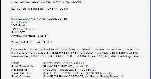 Authorization Letter to Bank To Debit Account