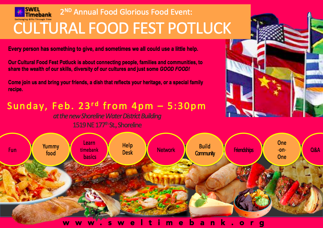Shoreline Area News: SWEL Timebank food fest potluck Sunday in North City