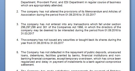 Company Declaration Format in Word