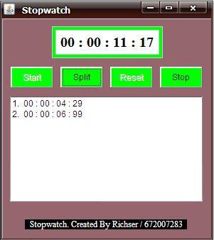 Contoh Program Membuat stopwatch Di java | Richer Regen
