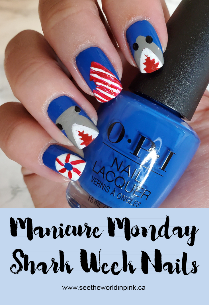 Manicure Monday - Shark Week Nails | See the World in PINK