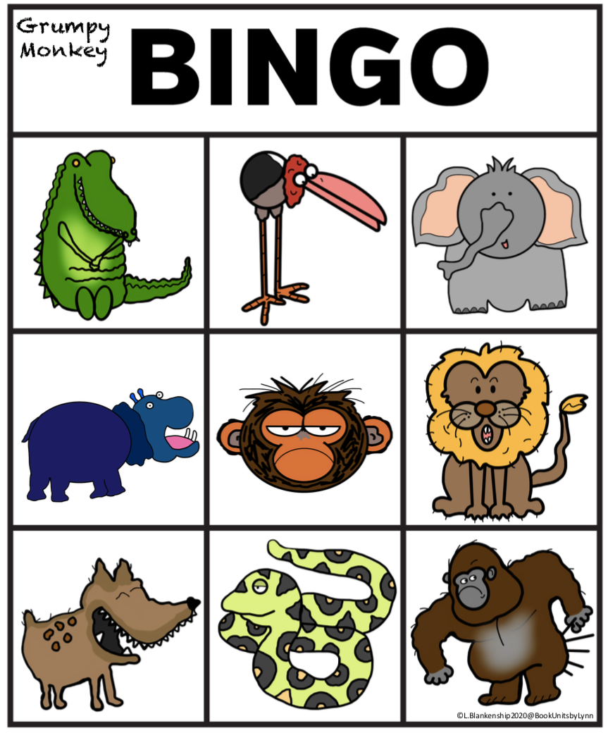 GRUMPY MONKEY BINGO ~ Book Units by Lynn