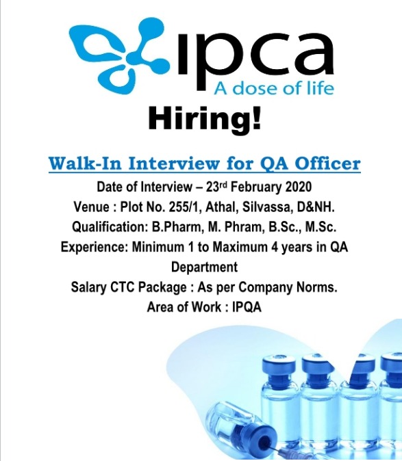 JOB ALERTS HUB: Walk-In Interview for B.Pharm / M.Pharm / B.Sc / M.Sc Experienced QA Officers on ...