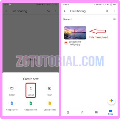 Cara Upload dan Sharing File Google Drive dari HP Android - zotutorial
