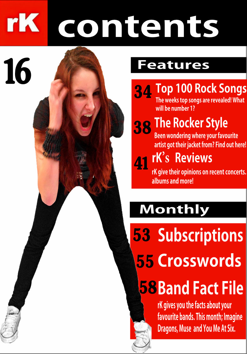 AS Media Studies Blog: Music Magazine Cover, Contents and Double Page