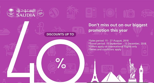 SAUDIA OFFERS DISCOUNT UPTO 40 PERCENT ON SOME FLIGHTS