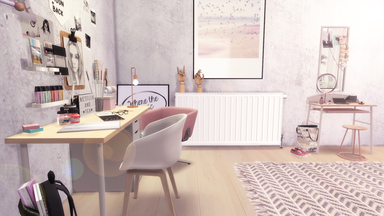 Sims 4 - ARTIST TEENAGER - INSTA BEDROOM DL + CC - Bárbara Sims