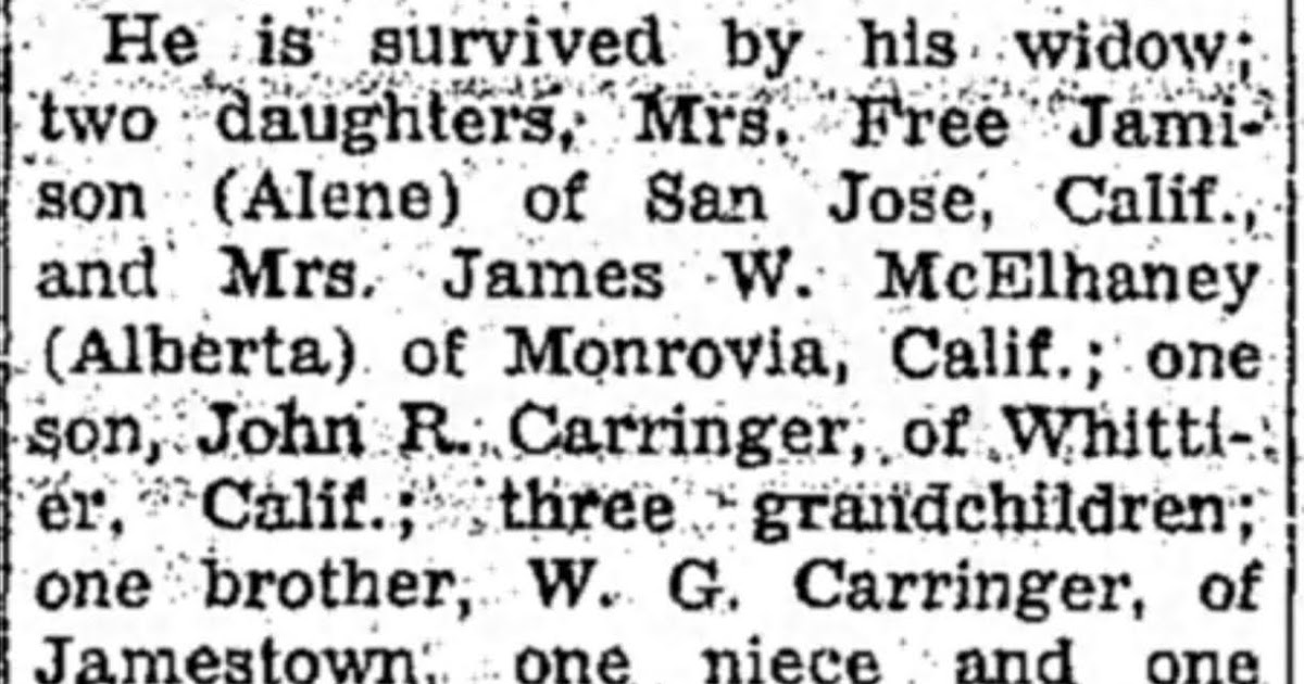 Genea-Musings: Carringers in the News -- Emmett Roscoe Carringer Dies in 1957 in Whittier ...