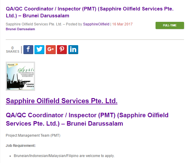 Oil Gas Vacancies QA QC Coordinator Inspector PMT Sapphire oil-gas-vacancies-qa-qc-coordinator-inspector-pmt-sapphire