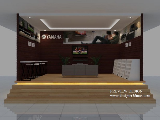 Contoh Design Booth Yamaha Nuansa Kayu Minimalis - ARUSHA_BOOTH