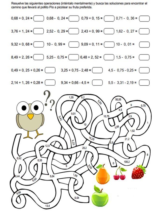 LABERINTOS DE DECIMALES - todo para tu clase