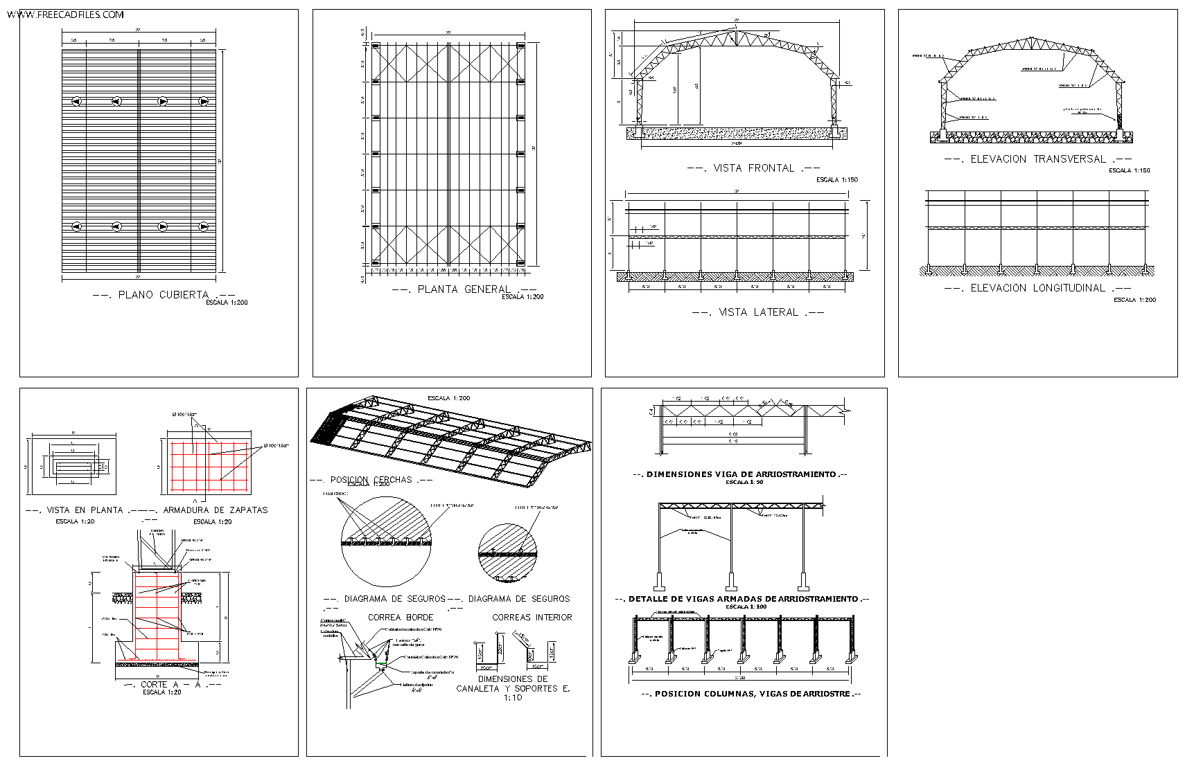 Shed with profiles in cyu. DWG