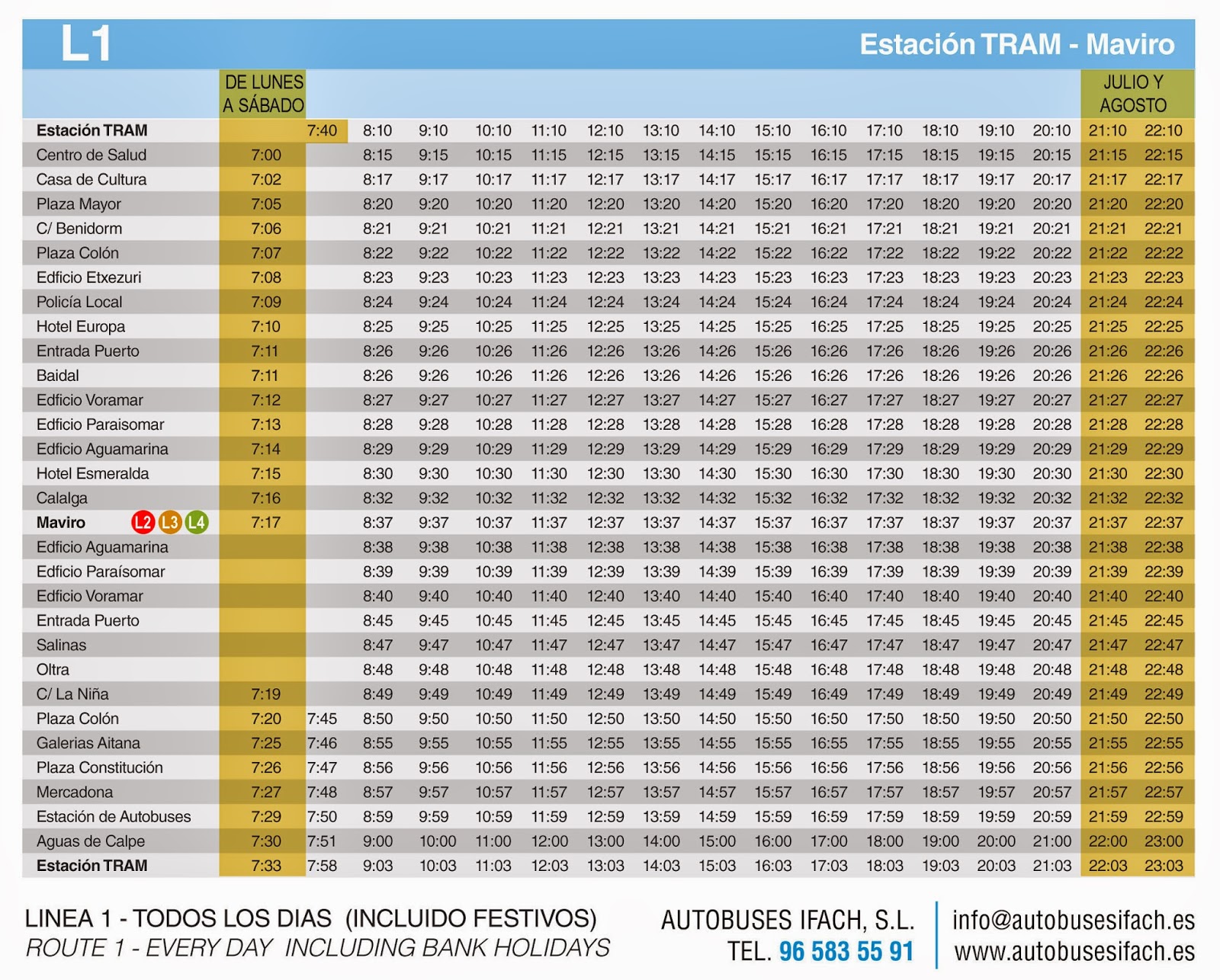 Autobus urbano de Linea en Calpe, Guagua