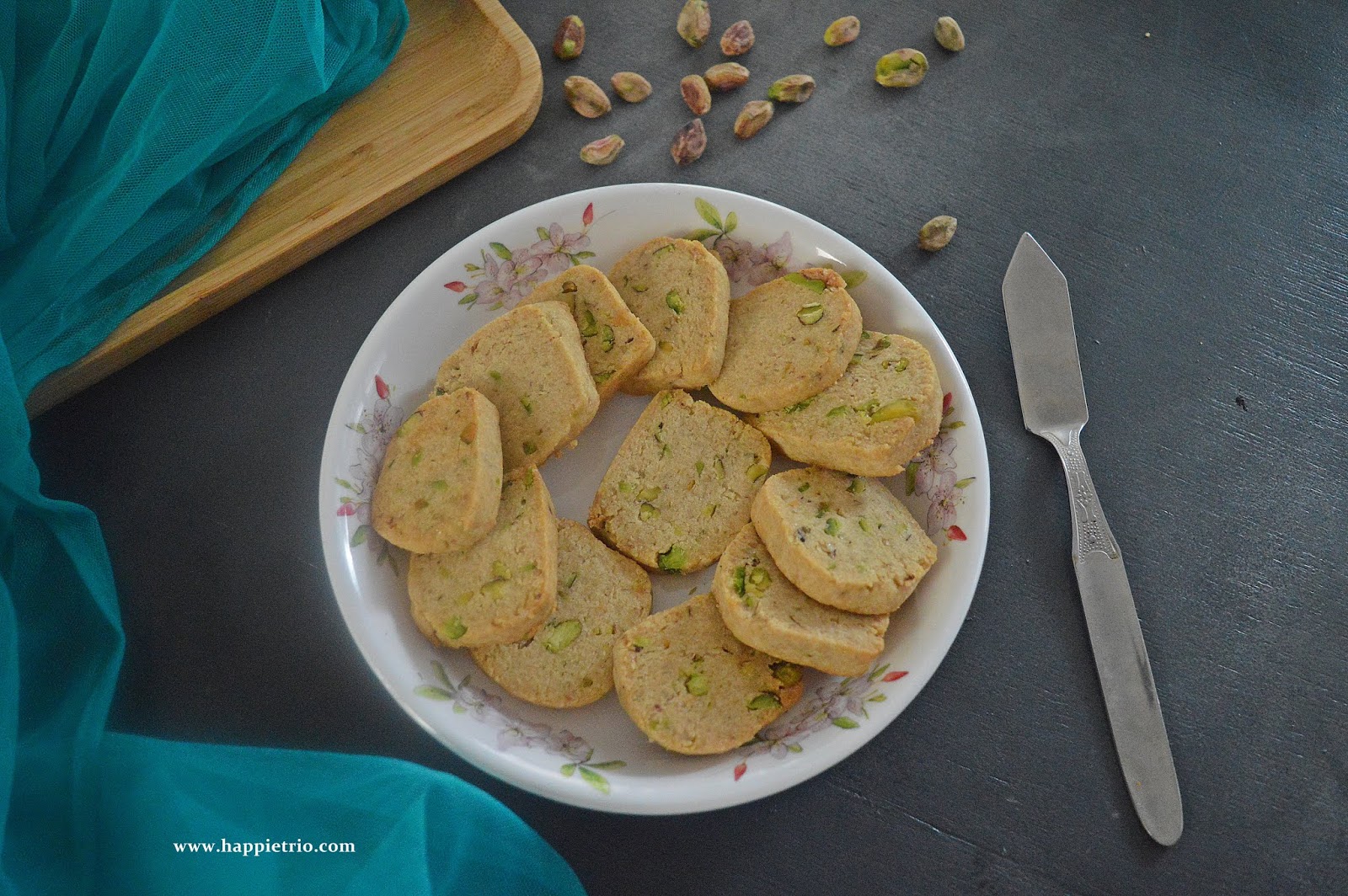 Pista Shortbread Cookies| Eggless Pistachio Cookies - Cook with Sharmila