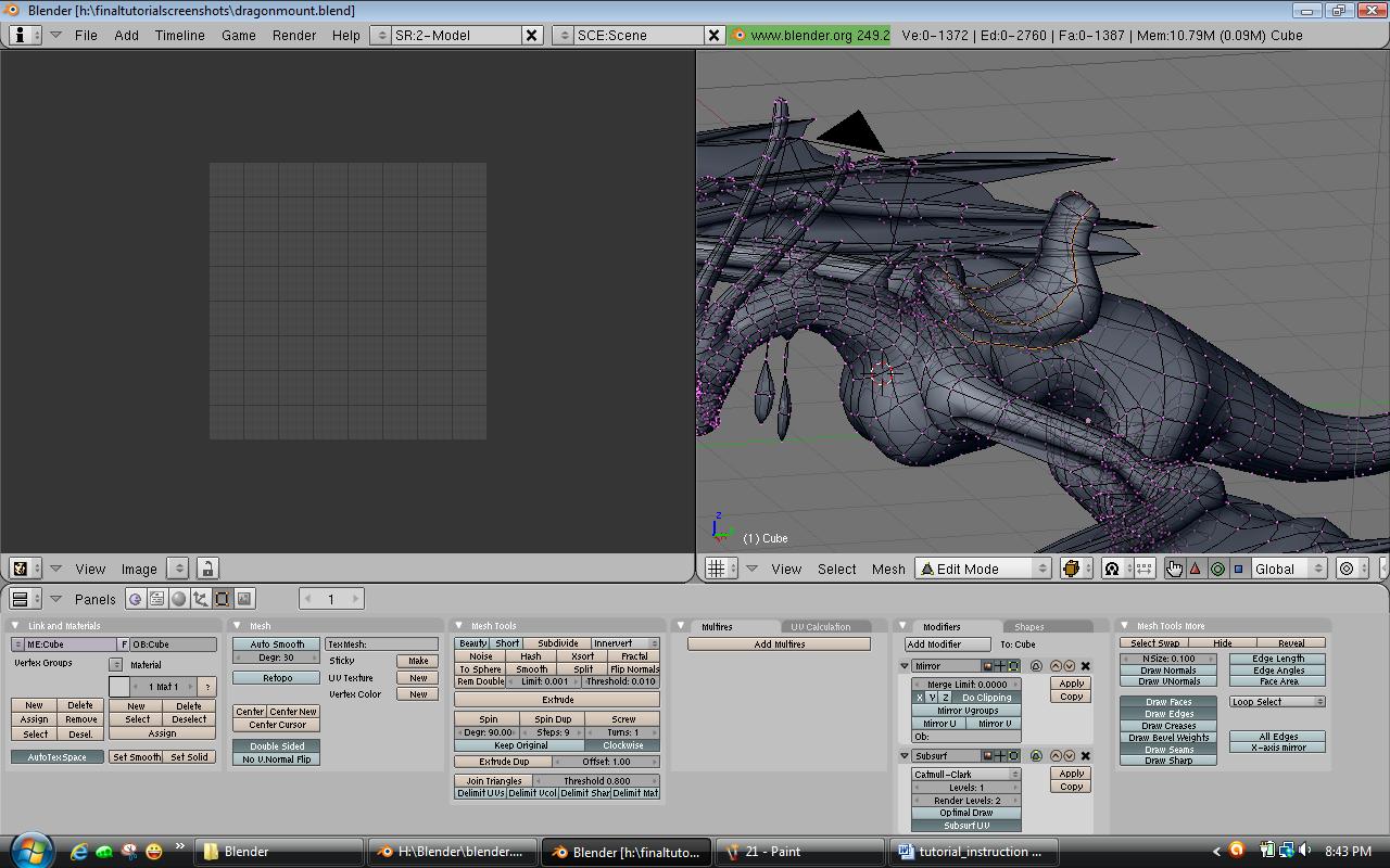 Digital Senior Project art4632: Tutorial building the dragon model part 9