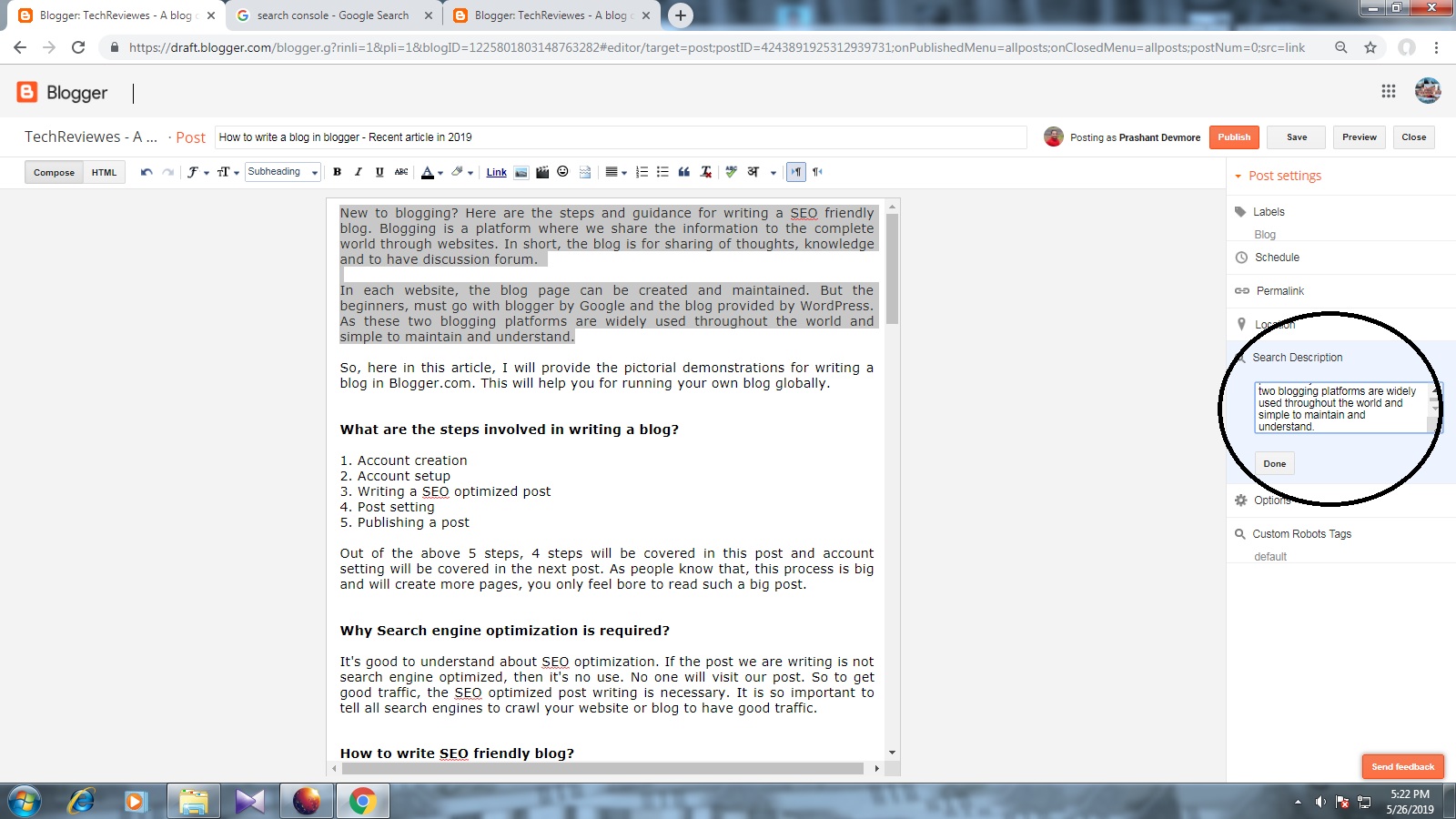 Blogging | How To Write Blog Post | Google Blogger