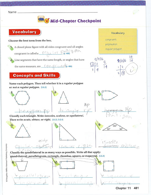 M.I.A.: Go Math!: Chapter 11 Mid-Chapter Checkpoint