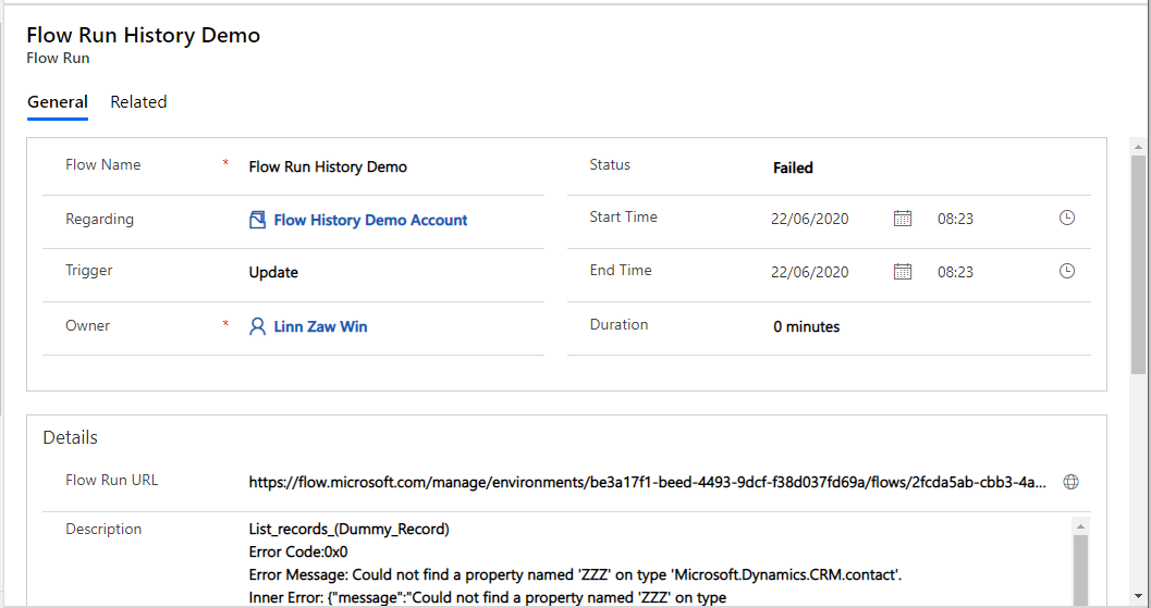 Access Flow Run History within a Record in Dynamics 365/Microsoft Dataverse