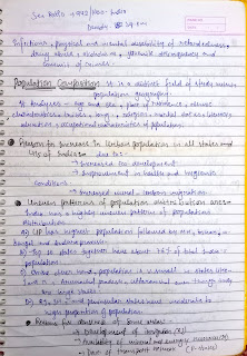 handwritten notes of Population- chapter 1 [geography] class 12th ...