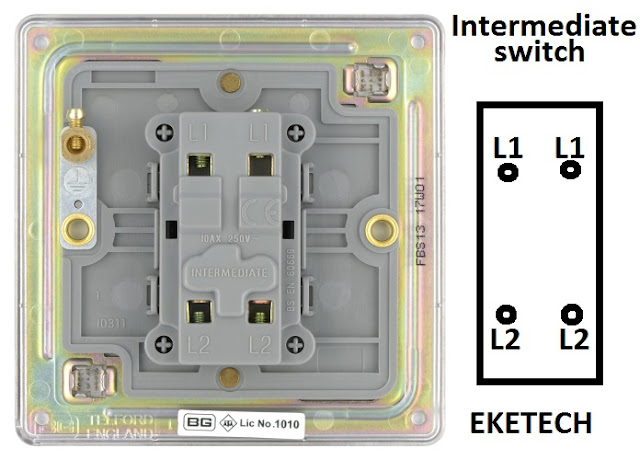 Intermediate switch connection and wiring diagram
