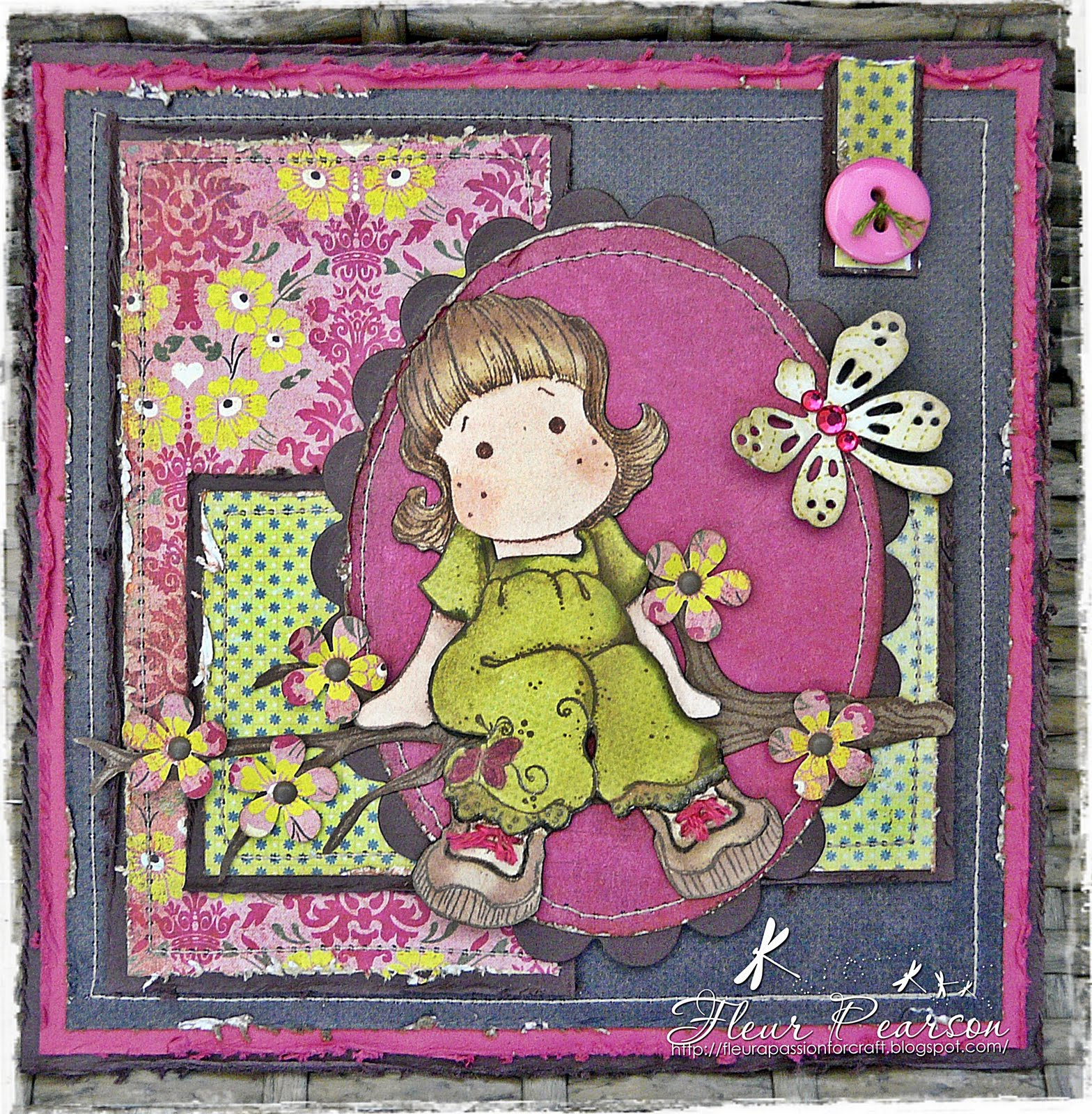 BasicGrey Challenges: Challenge 46........ Colour Combo - Hot Pink, Lime Green and Brown/Kraft
