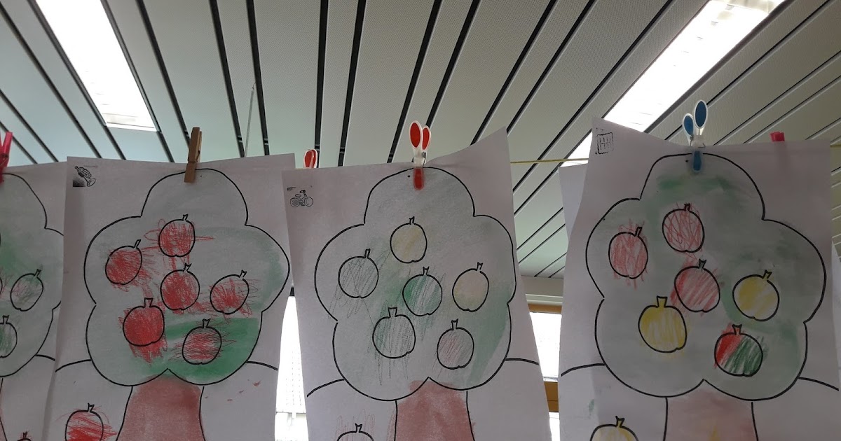 Welkom in de visjesklas: Appeltjes inkleuren.