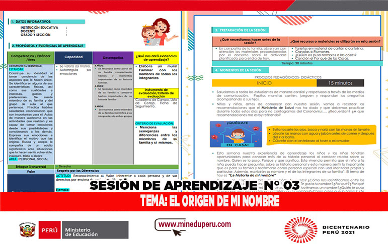 Aprendo sobre el origen de mi nombre | Sesión 003 | Aprendo en Casa ~ Ministerio de Educación ...
