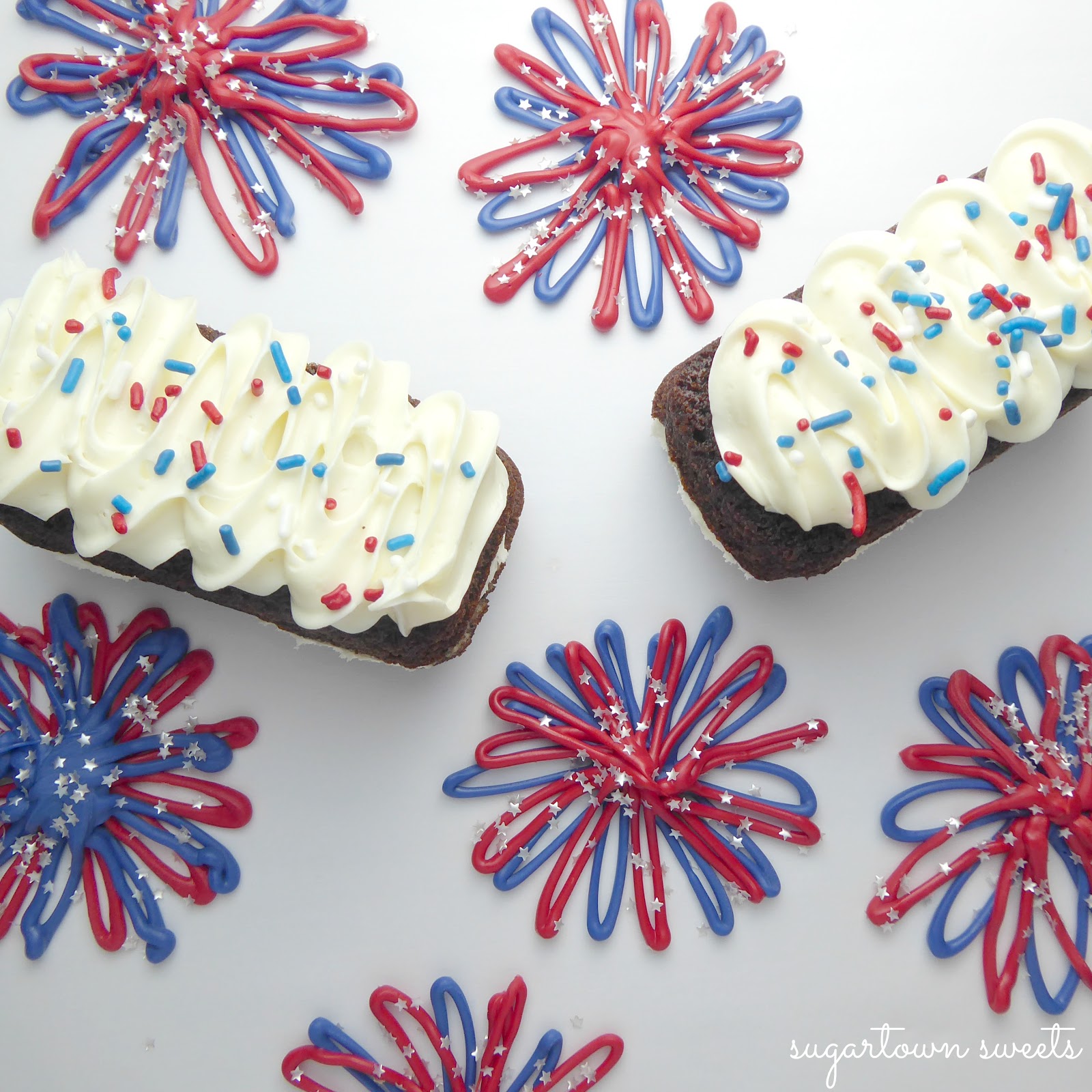 Sugartown Sweets: Chocolate Fireworks Cakes!