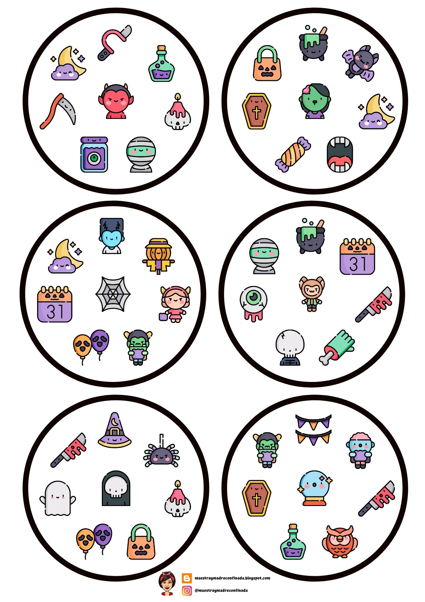 MAESTRA Y MADRE CONFINADA: DOBBLE HALLOWEEN