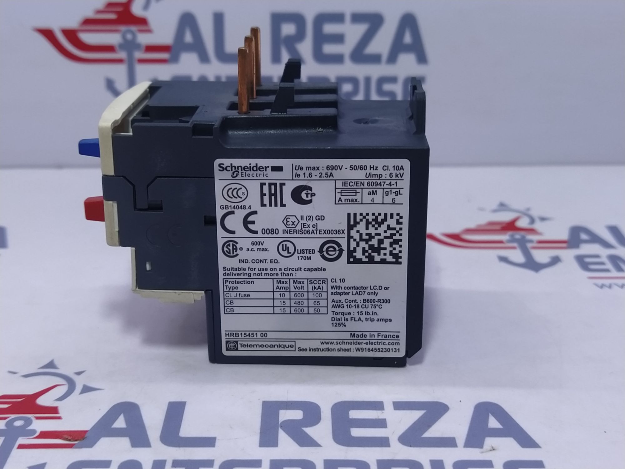 SCHNEIDER ELECTRIC LRD 07 THERMAL OVERLOAD RELAY 1.6-2.5A LRD07