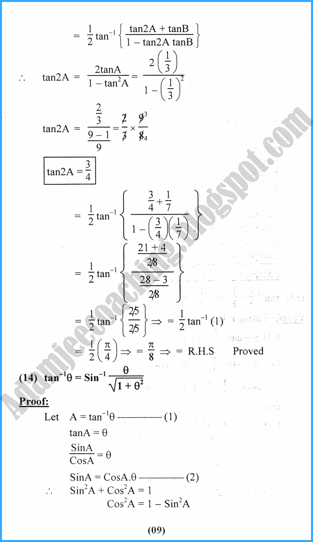 Adamjee Coaching: Inverse Trigonometric Functions and Trigonometric ...