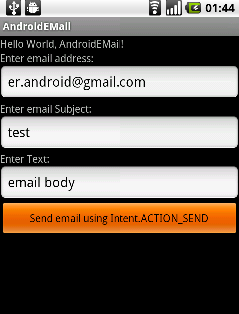 Android Er Send Email Using Intentactionsend
