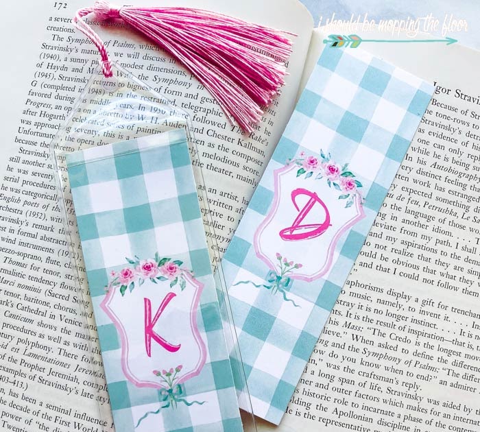 Printable Bookmarks with Monogram Letters | i should be mopping the floor