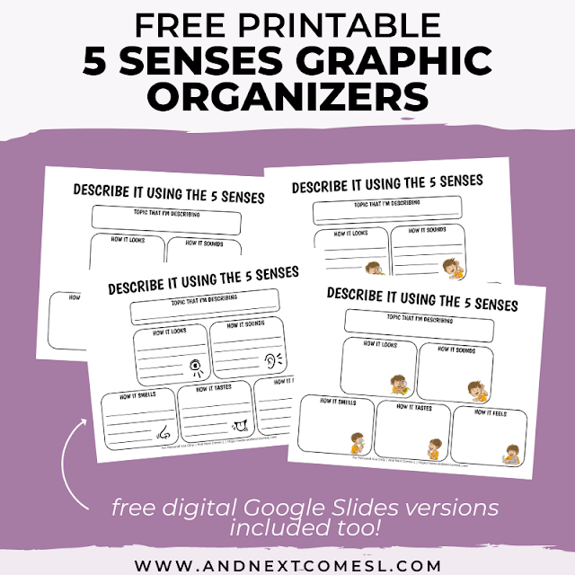 Free Printable 5 Senses Graphic Organizers | And Next Comes L ...