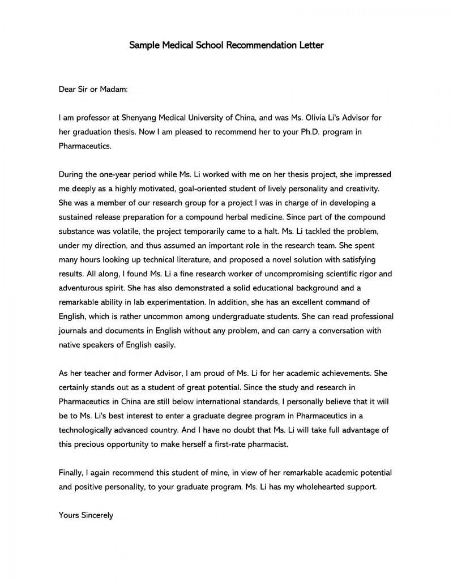 General Recommendation Letter - Formal Letter