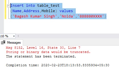 Microsoft Business Intelligence: String or binary data would be ...