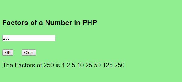 Free Programming Source Codes And Computer Programming Tutorials Factors Of A Numbers In Php