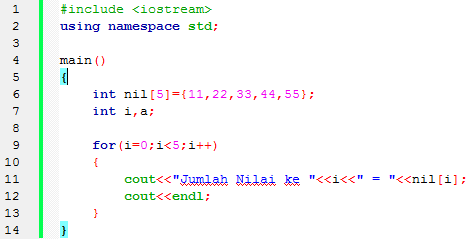 Array Satu Dimensi Dalam C++ - Agimnid