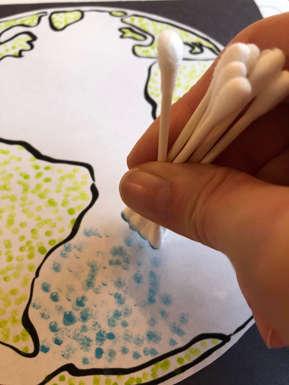 the easiest q-tip earth day crafts for kids - The First Grade Roundup