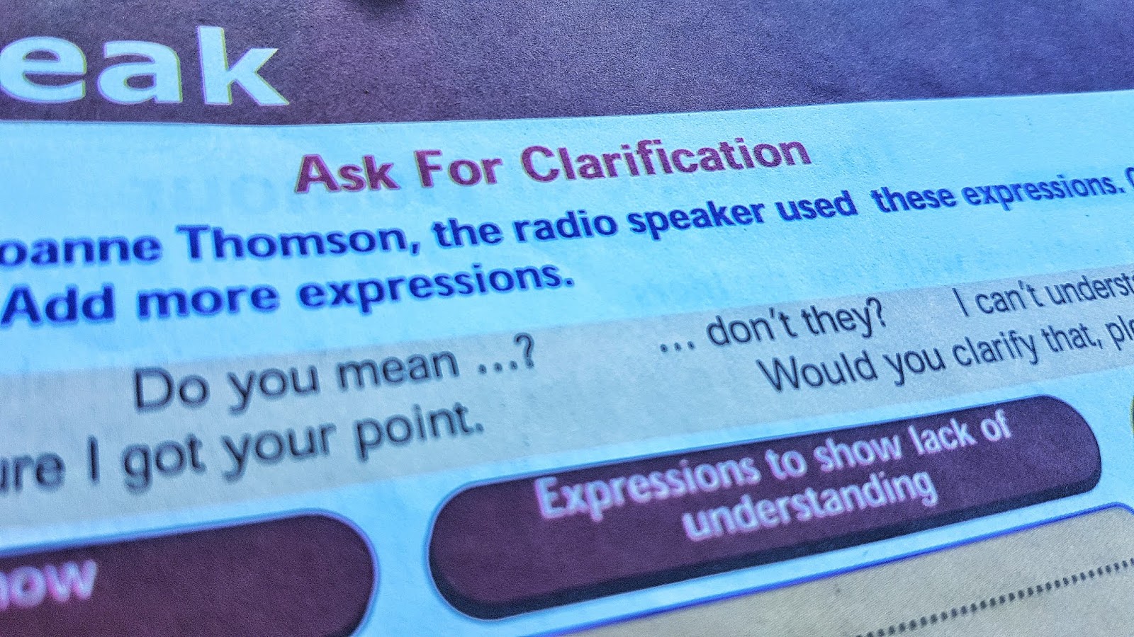 LACK OF UNDERSTANDING AND ASKING FOR CLARIFICATION - 2Bac English