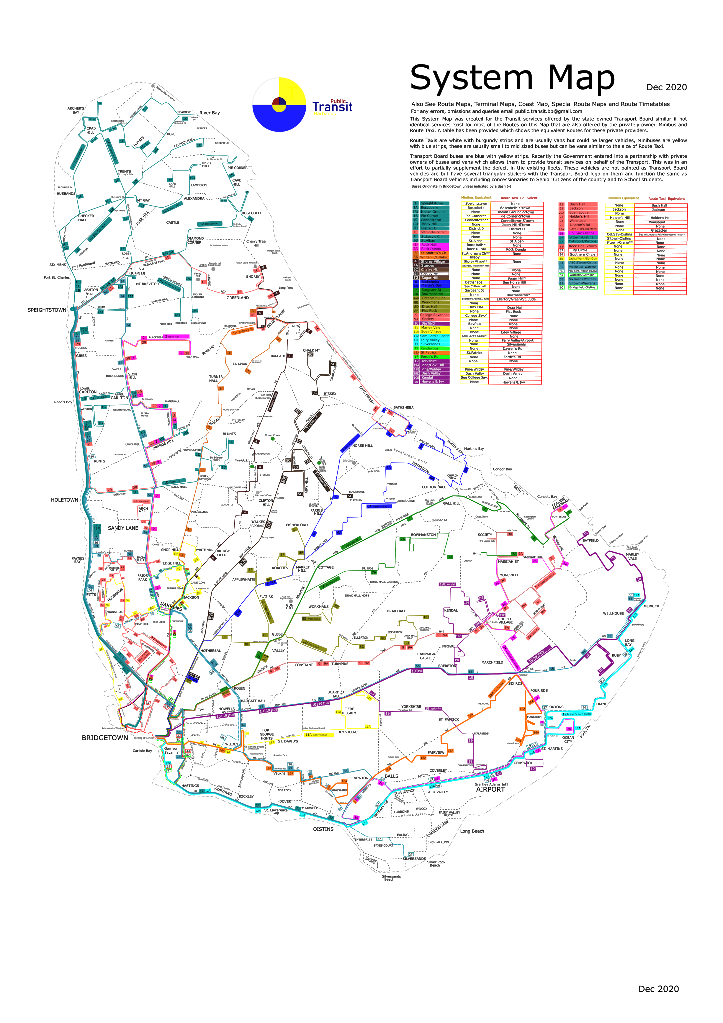 Public Transit in Barbados - Gen info, System Map, Terminals