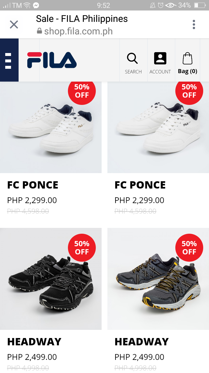 Fila PH is having a sale online