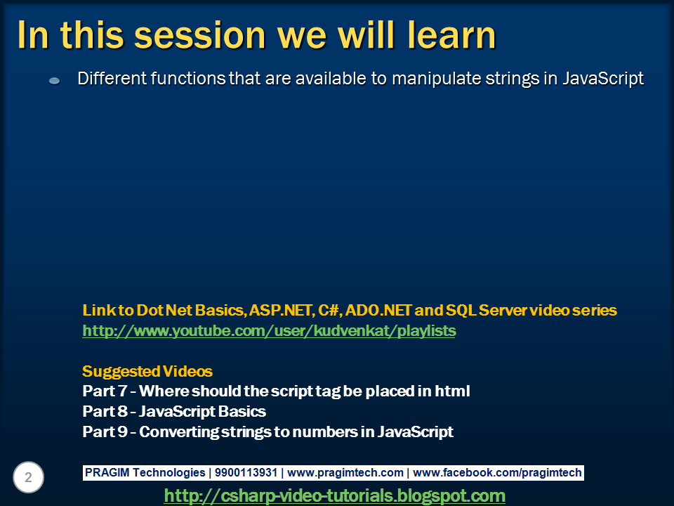 Sql Server Net And C Video Tutorial Strings In Javascript